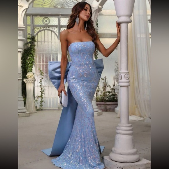 Rebellious Rose | Dresses | Mermaid Hem Big Bow Back Sequin Tube Prom ...